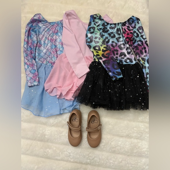 Dresses | Bundle 3 Dresses And Tap Shoes Toddler Ballet Tap Leotard ...